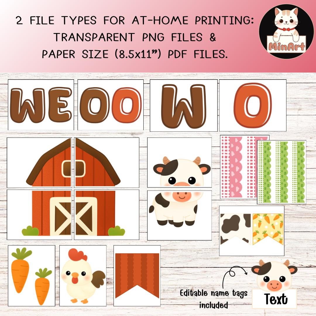 Farm Animals Bulletin Board Kit: Back to School Classroom Decor ...