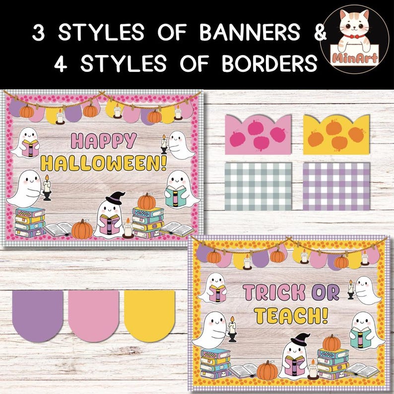 Halloween Bulletin Board Kit, Halloween Editable Door Decorations ...