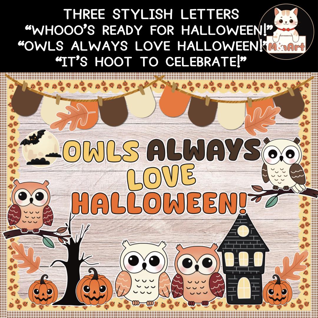 Halloween Bulletin Board Kit, Owls Halloween - Fall Classroom ...