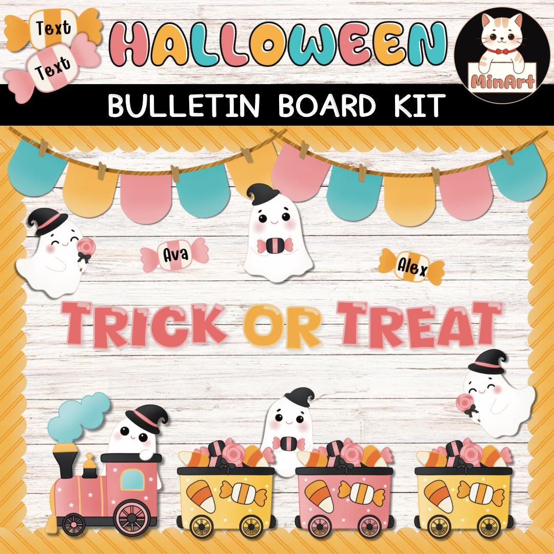 Halloween Bulletin Board Kit, Candy Train Halloween Classroom & Door ...