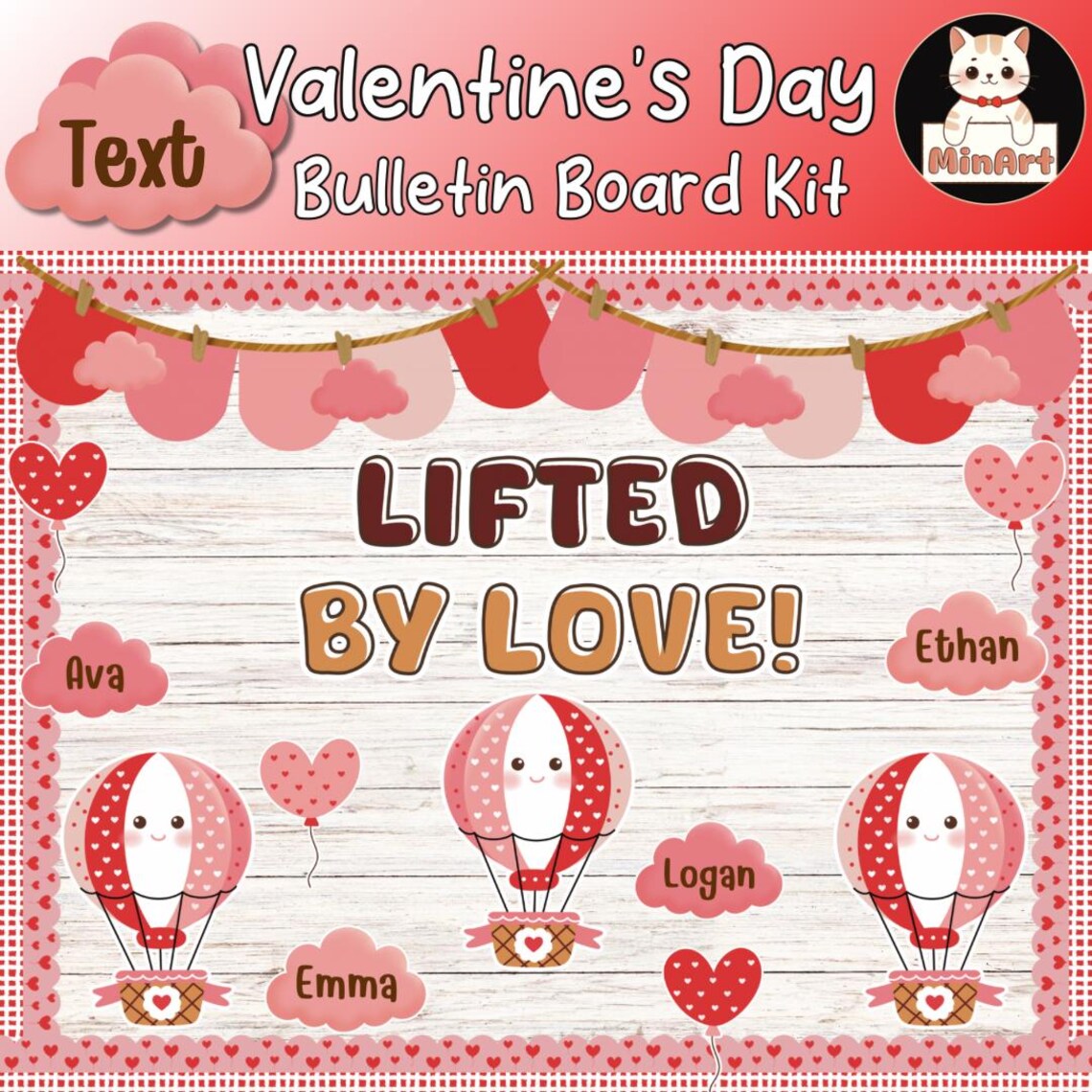 Valentines Day Bulletin Board Kit, Valentines Day Door Decorations Love ...
