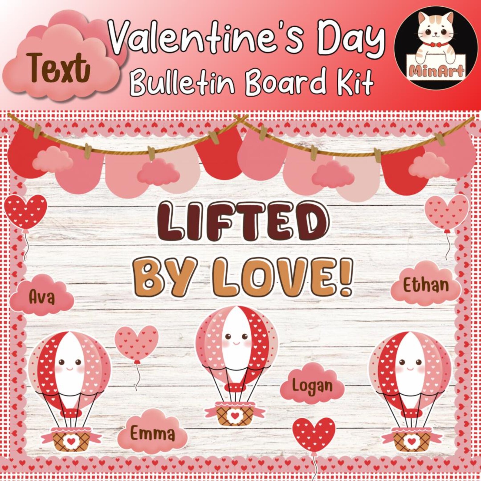 Valentines Day Bulletin Board Kit, Valentines Day Door Decorations Love ...