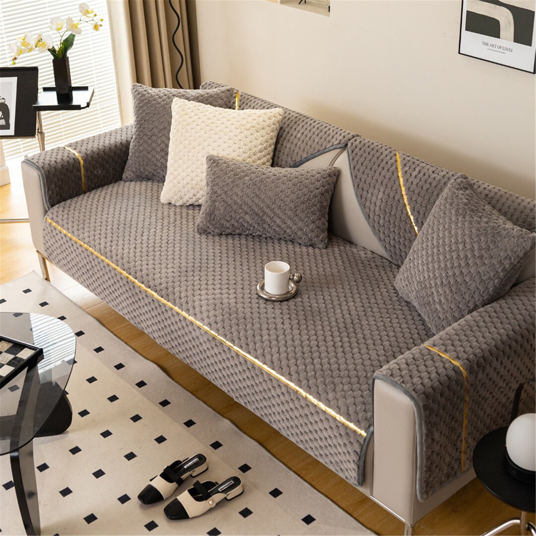 Luxurious Honeycomb Plush Sofa Cushion With Gold Ribbon,anti-slip Sofa ...