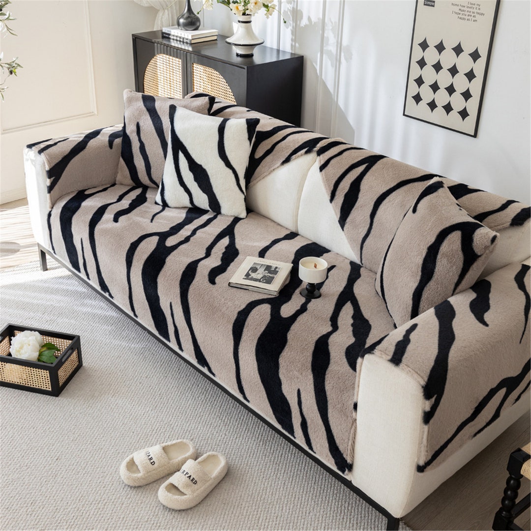 Luxurious Animal Pattern Plush Sofa Cushion,anti-slip Sofa Protector ...