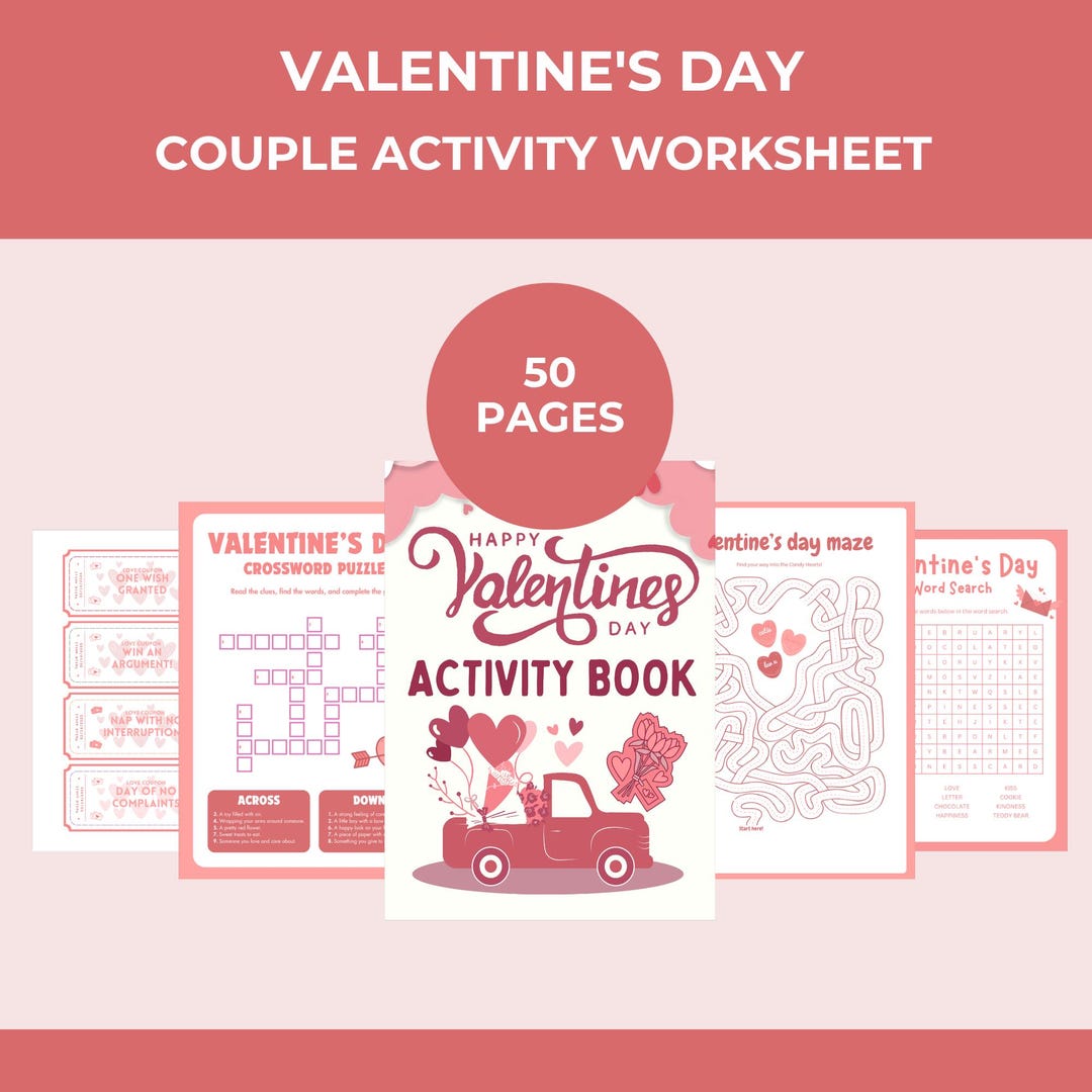 Valentine's Day Activity Book Printable Valentine's Bundle Party ...