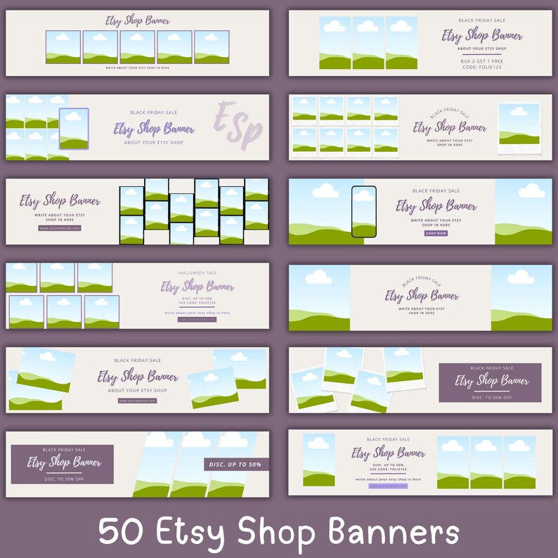 50 Etsy Shop Banners: Editable Canva Templates (digital Download) - Etsy