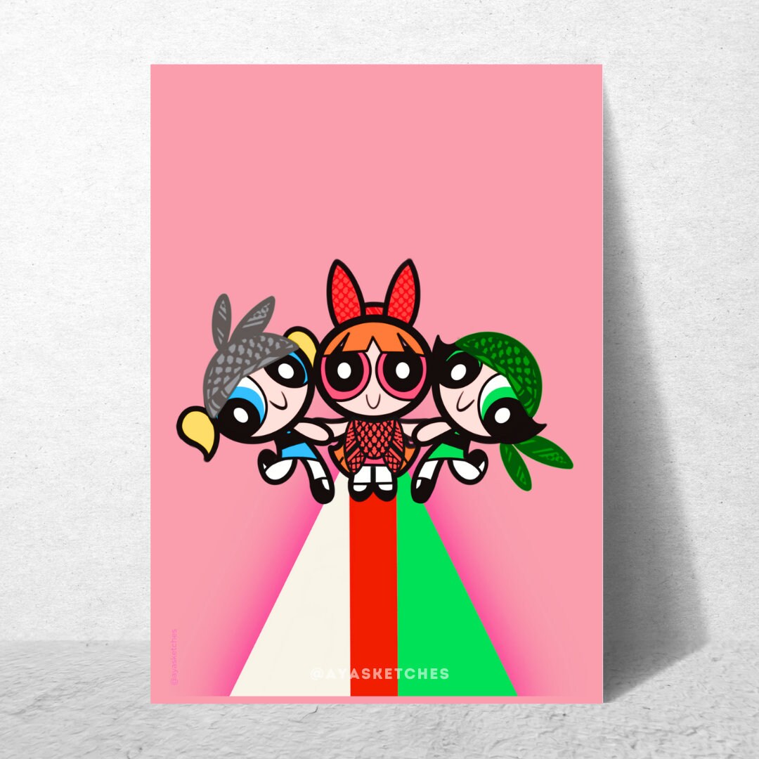 Original Art Print - Powerpuff Girls, Pink, Wall Art, Room Decor, Fan ...