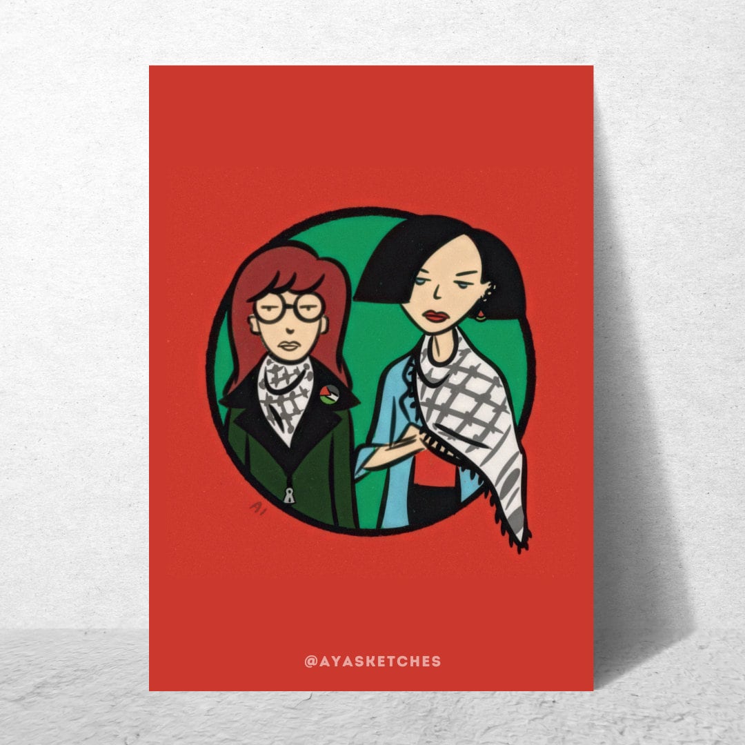 Original Art Print - Kufiya Girls, Red, Wall Art, Room Decor, Fan Art ...