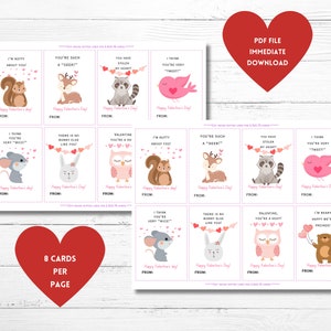 Woodland Animals, Animal Valentines, Nature Valentine's, Animal Cards ...