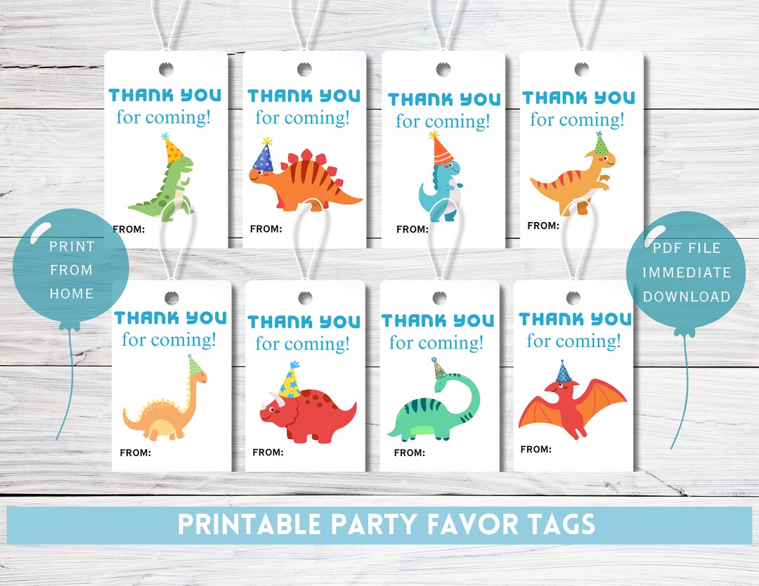 Printable Dinosaur Party Favor Tags, Gift Tags - Etsy