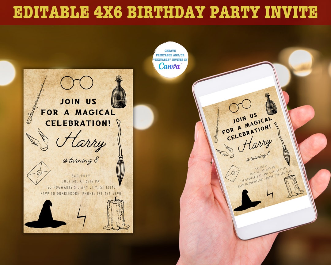 EDITABLE, Wizard Birthday Invites, Printable, Textable - Etsy