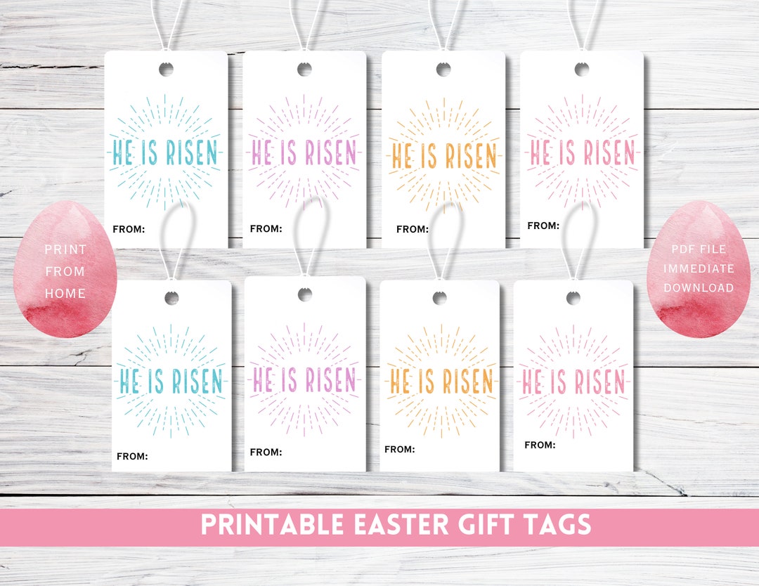 Religious Easter Gift Tag, Printable He is Risen (PDF) - Etsy