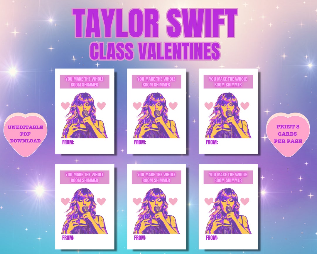 Taylor Swift Eras Valentine Cards, Printable Class Valentines (PDF) - Etsy