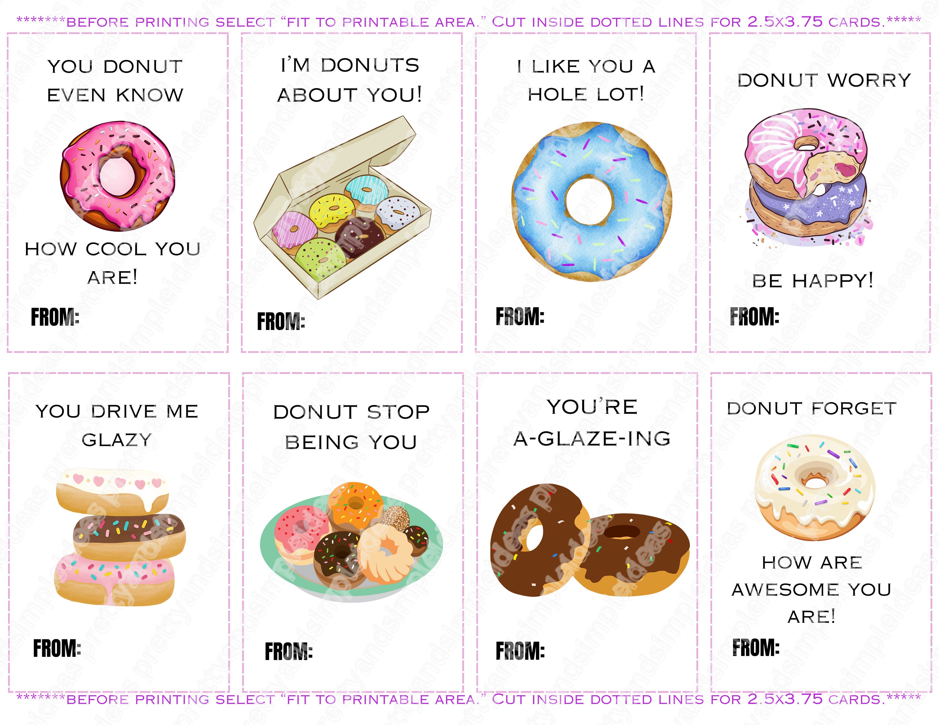Donut Valentine's Cards, Class Valentine's, Printable Class Valentine’s ...