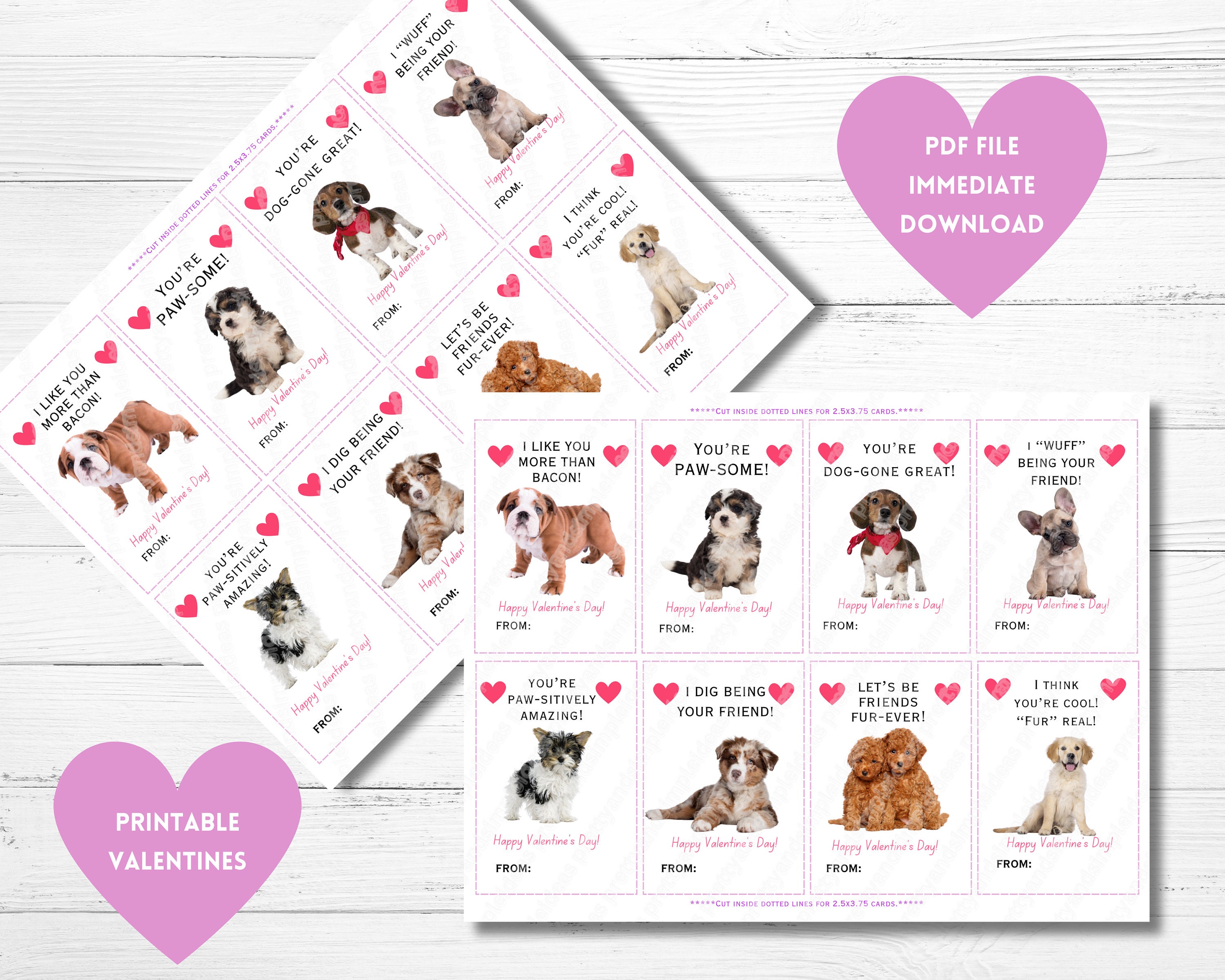 Puppy Valentines Cards, Puppy Valentines, Kids Valentines, Class ...