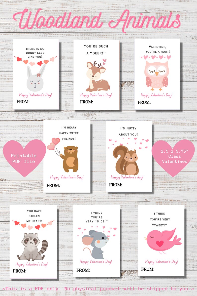 Woodland Animals, Animal Valentines, Nature Valentine's, Animal Cards ...