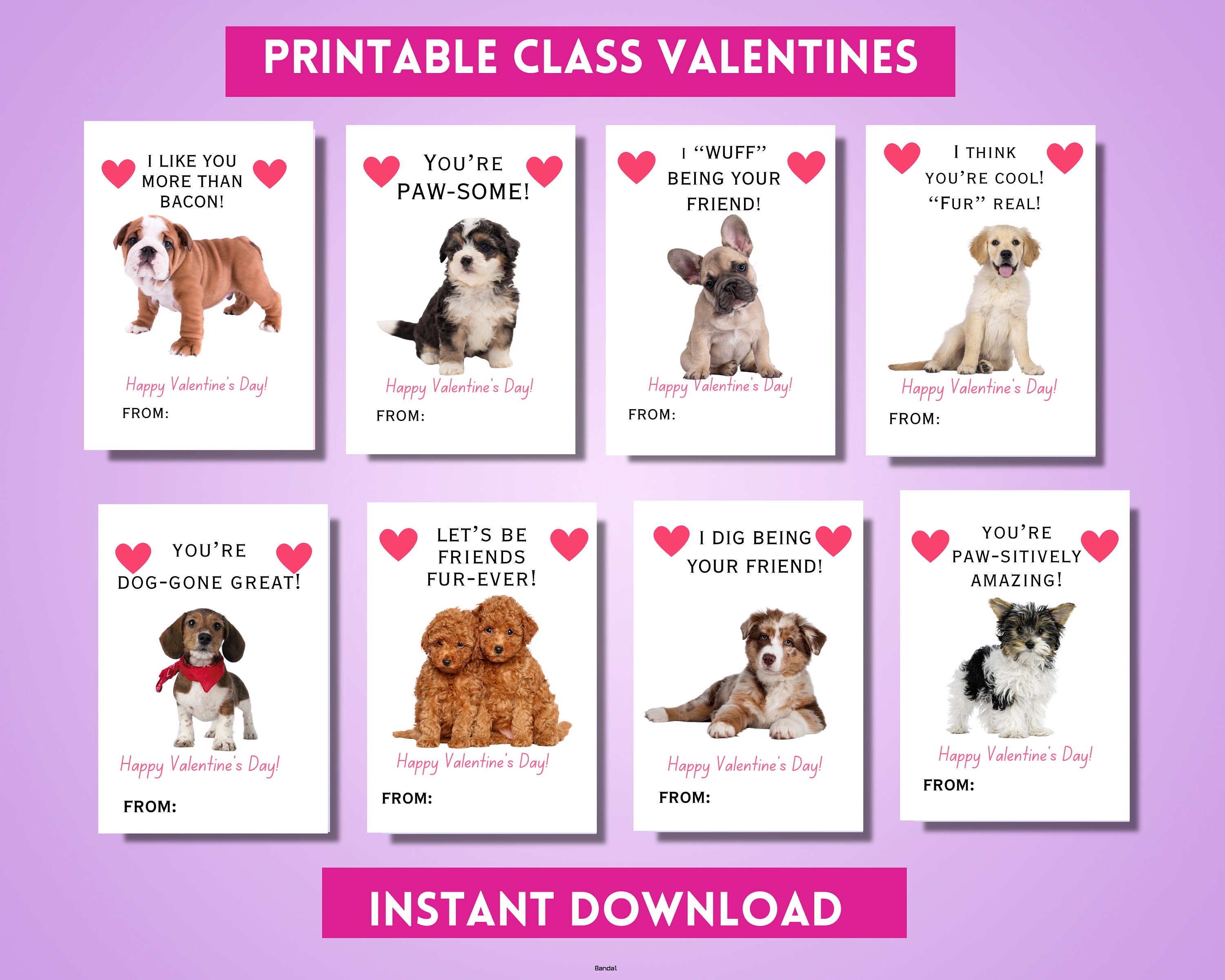 Puppy Valentines Cards, Puppy Valentines, Kids Valentines, Class ...