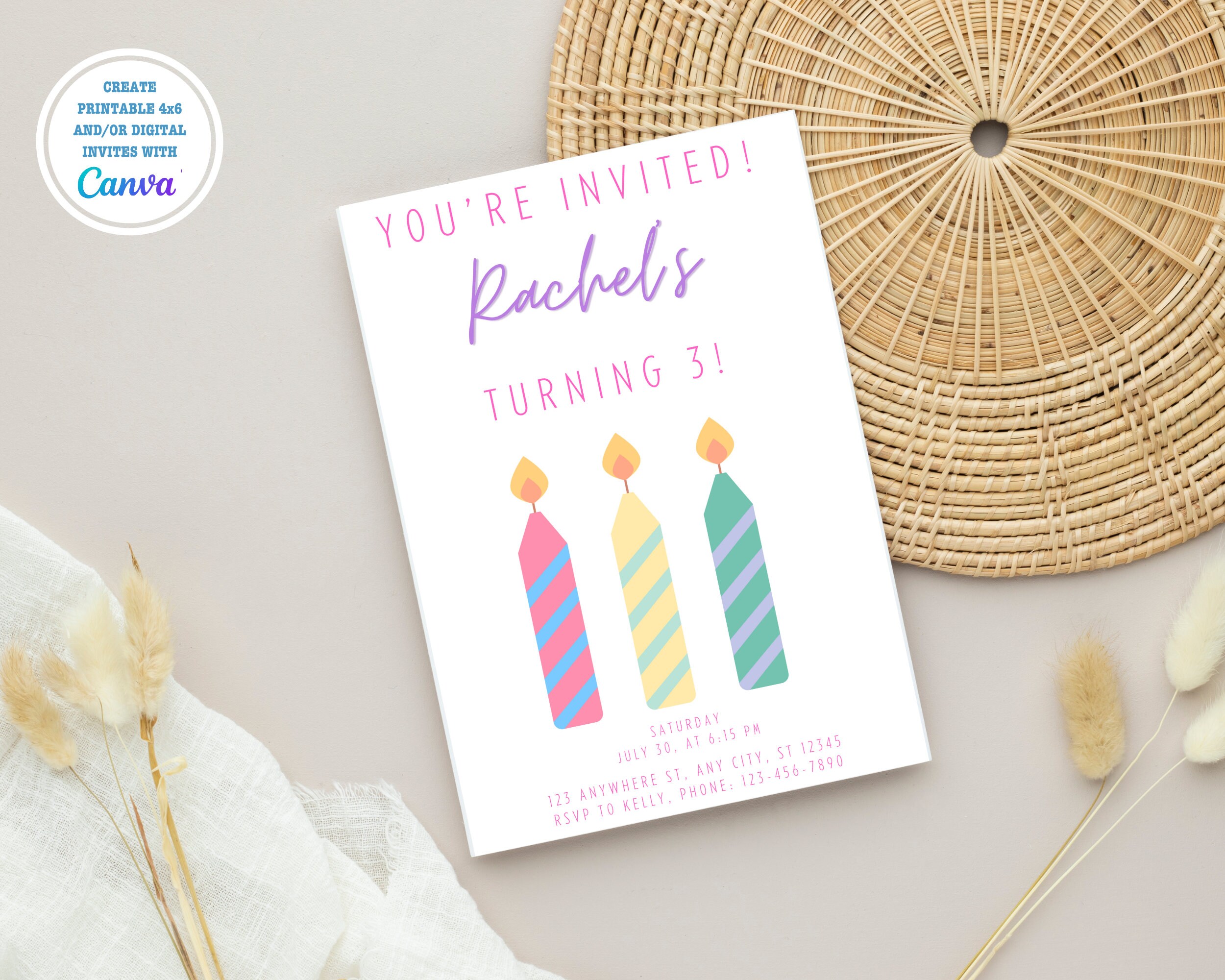 Editable, Birthday Invite, Girl Birthday, Printable, Textable - Etsy