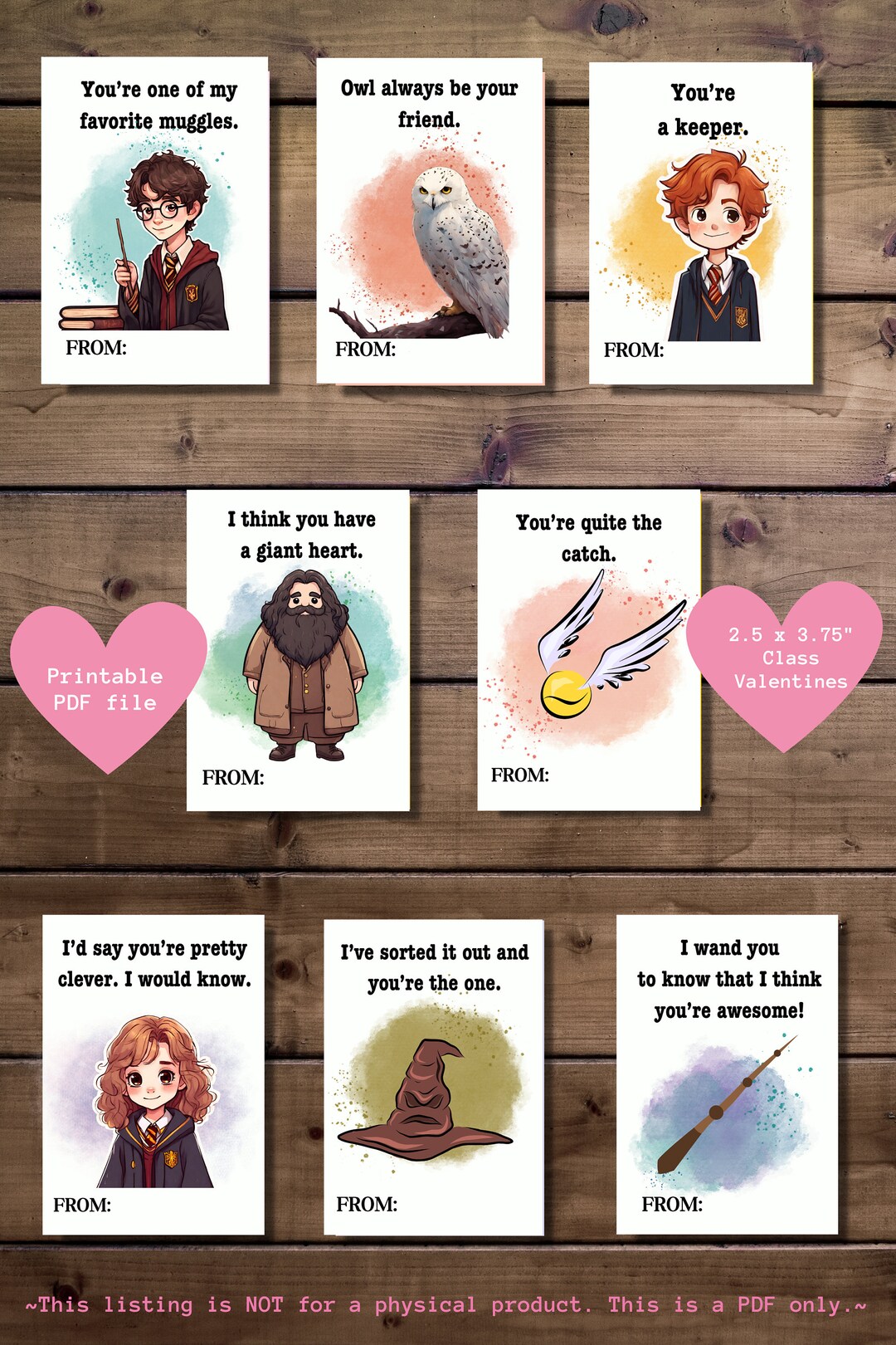 Wizard Class Valentine's Day Cards, Magical Valentine's Day, Printable ...