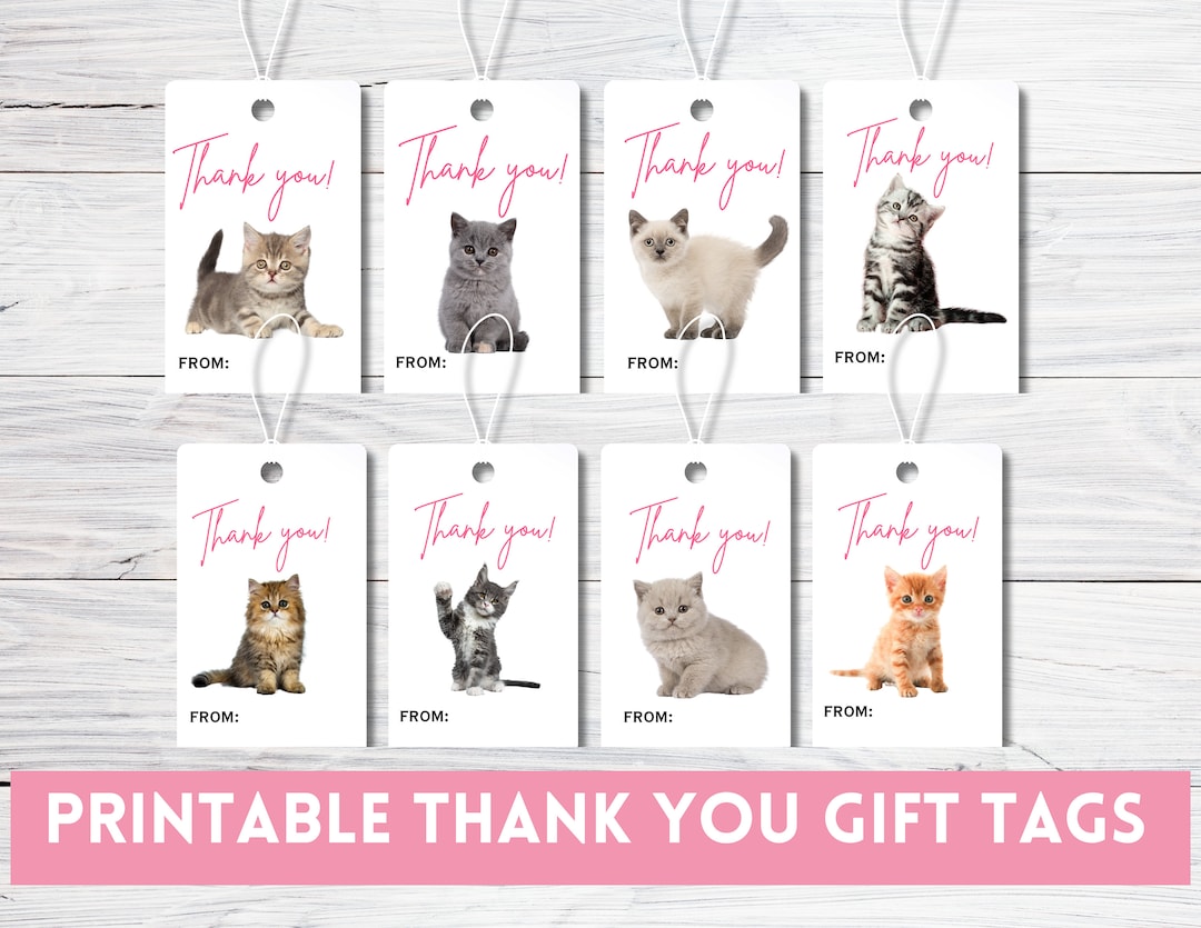 Printable Kitten Thank You Tags, Cat Gift Tags - Etsy