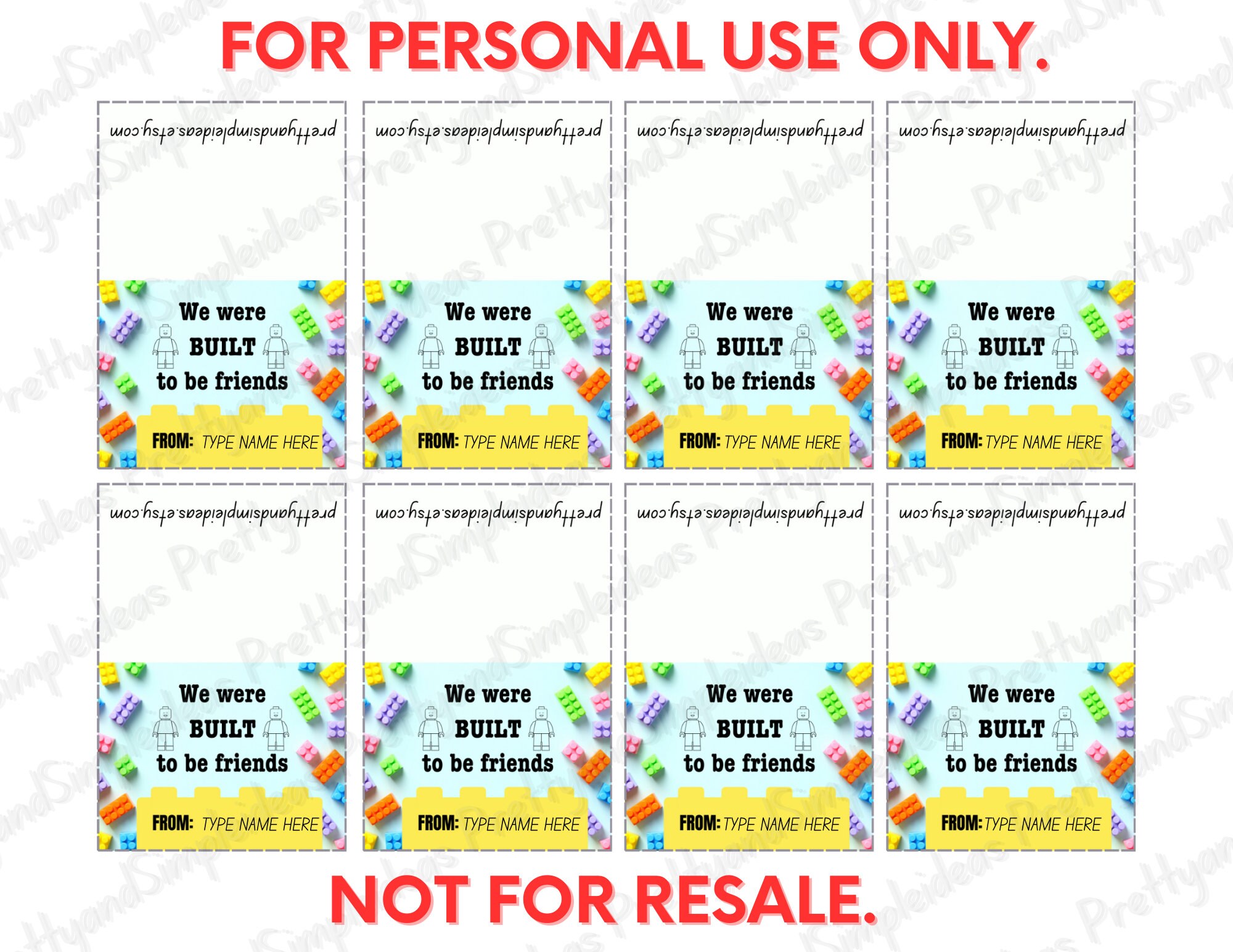 Printable Bag Toppers, Building Blocks Valentine's Day Cards, Built to ...