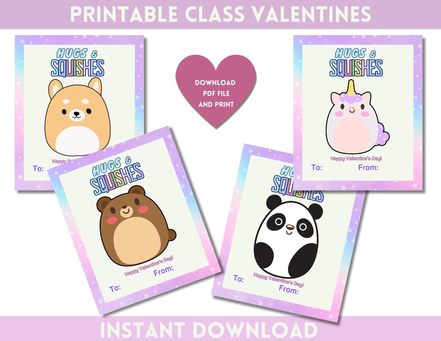 Squishmallow Valentine's Cards - Etsy