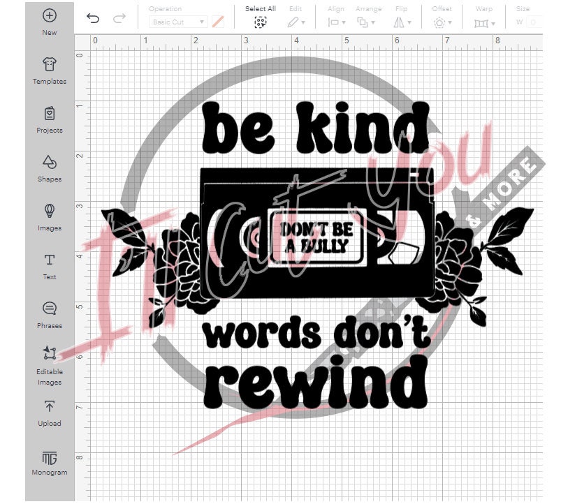 Be Kind, Words Don't Rewind Pink Shirt Day SVG File - Etsy Australia