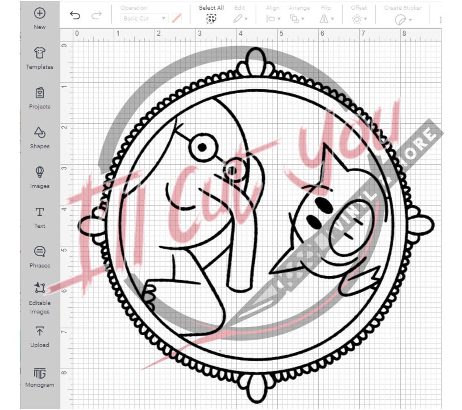 Elephant and Piggie - Frame - Piggie and Gerald - SVG File - Etsy