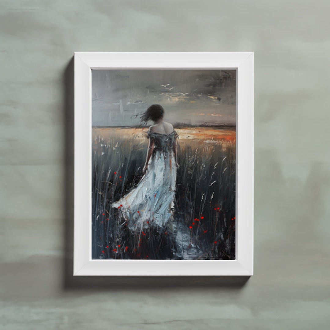Woman in A Field | Minimalist Impressionism Wall Art - Etsy