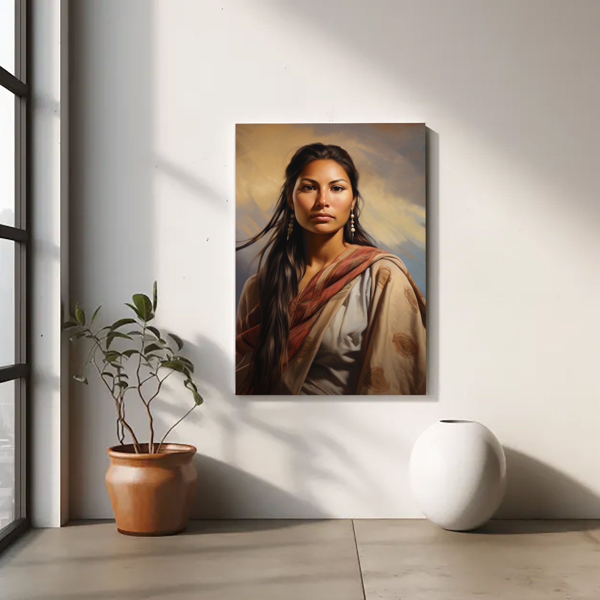 Sacagawea Portrait | Native American Art | Portrait Feminist Native ...