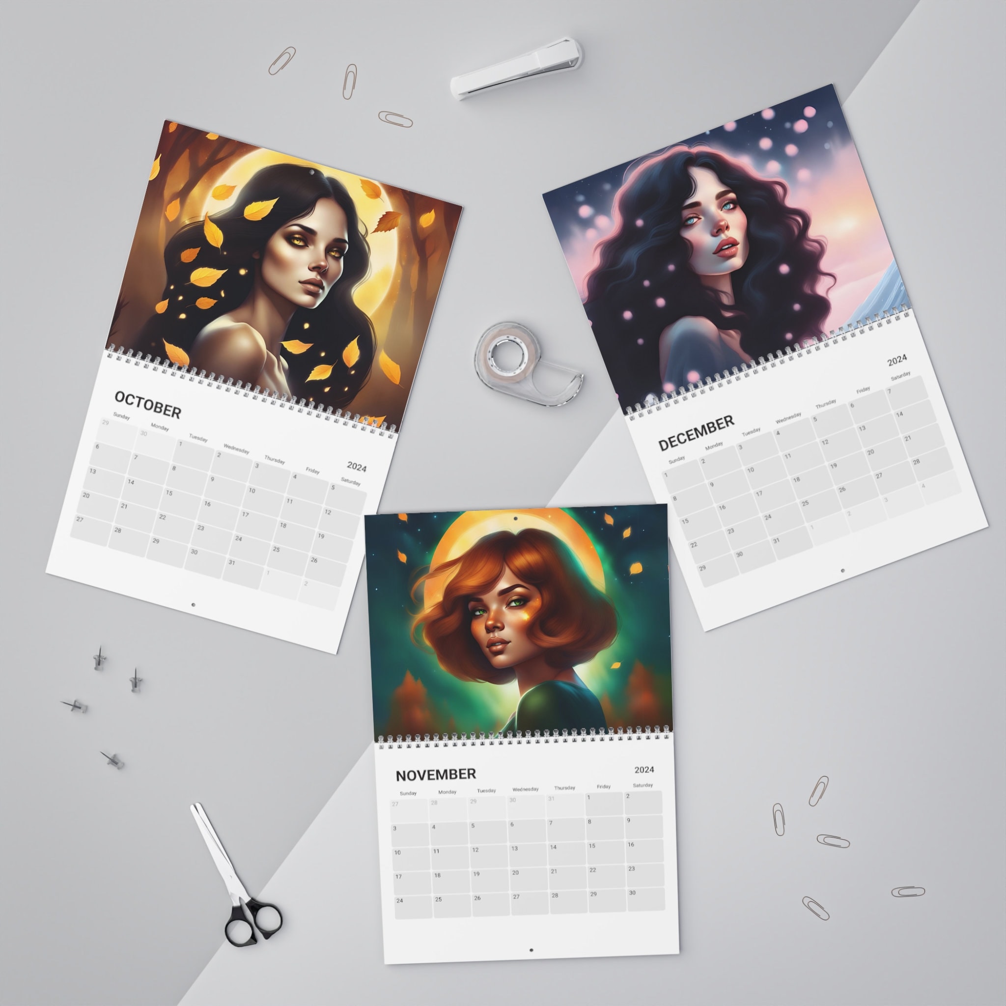 Calendar 2024 Wall Calendar Beautifully Illustrated Calendar Calendars ...