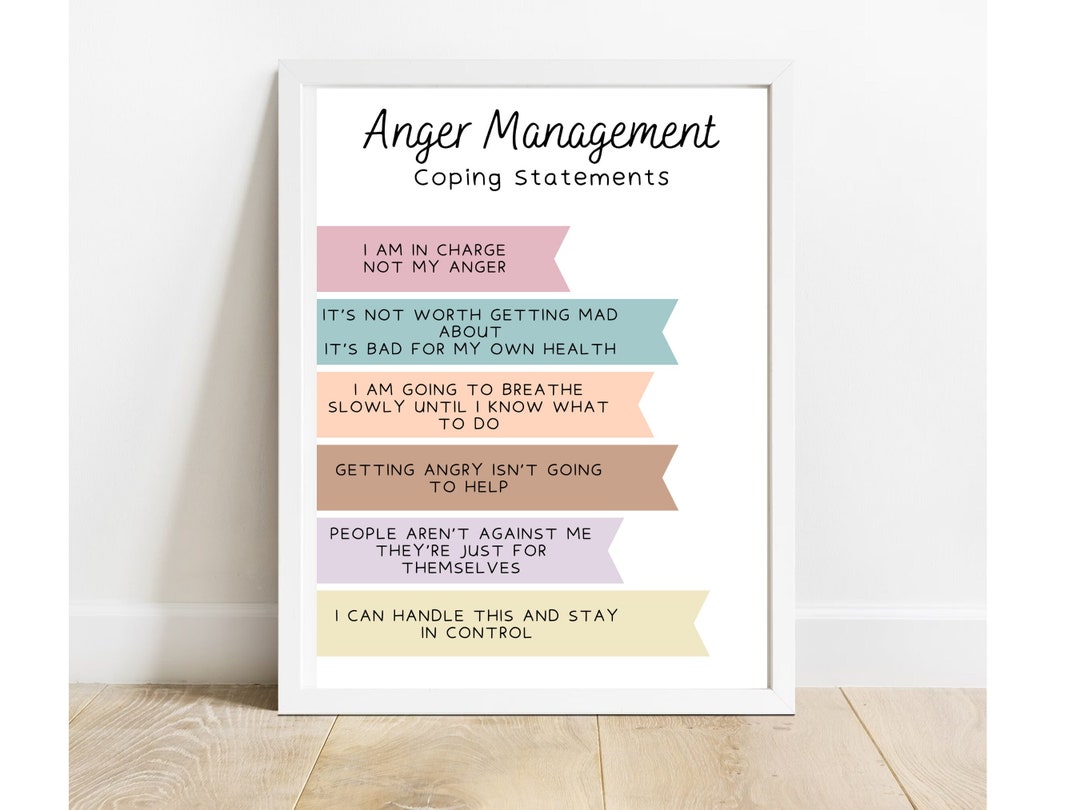 Anger Management Coping Statements, Positive Affirmations Print ...