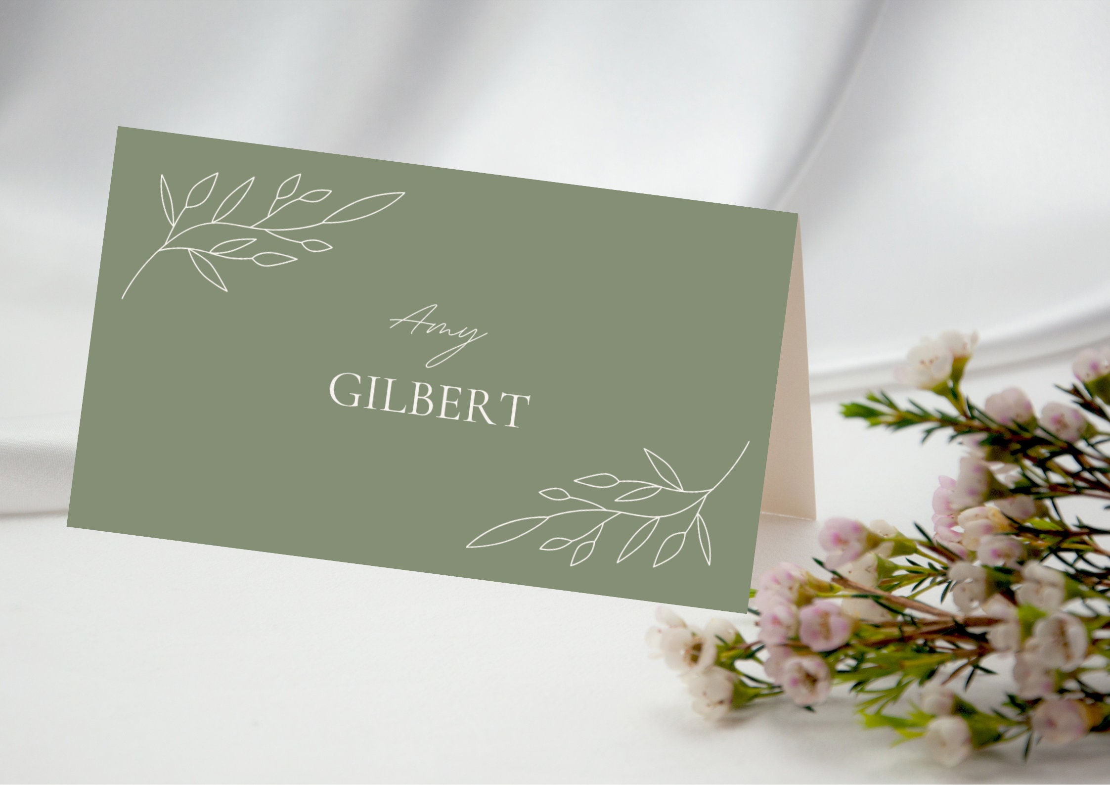 Olive Table Name Cards Editable Template- INSTANT DOWNLOAD - Etsy