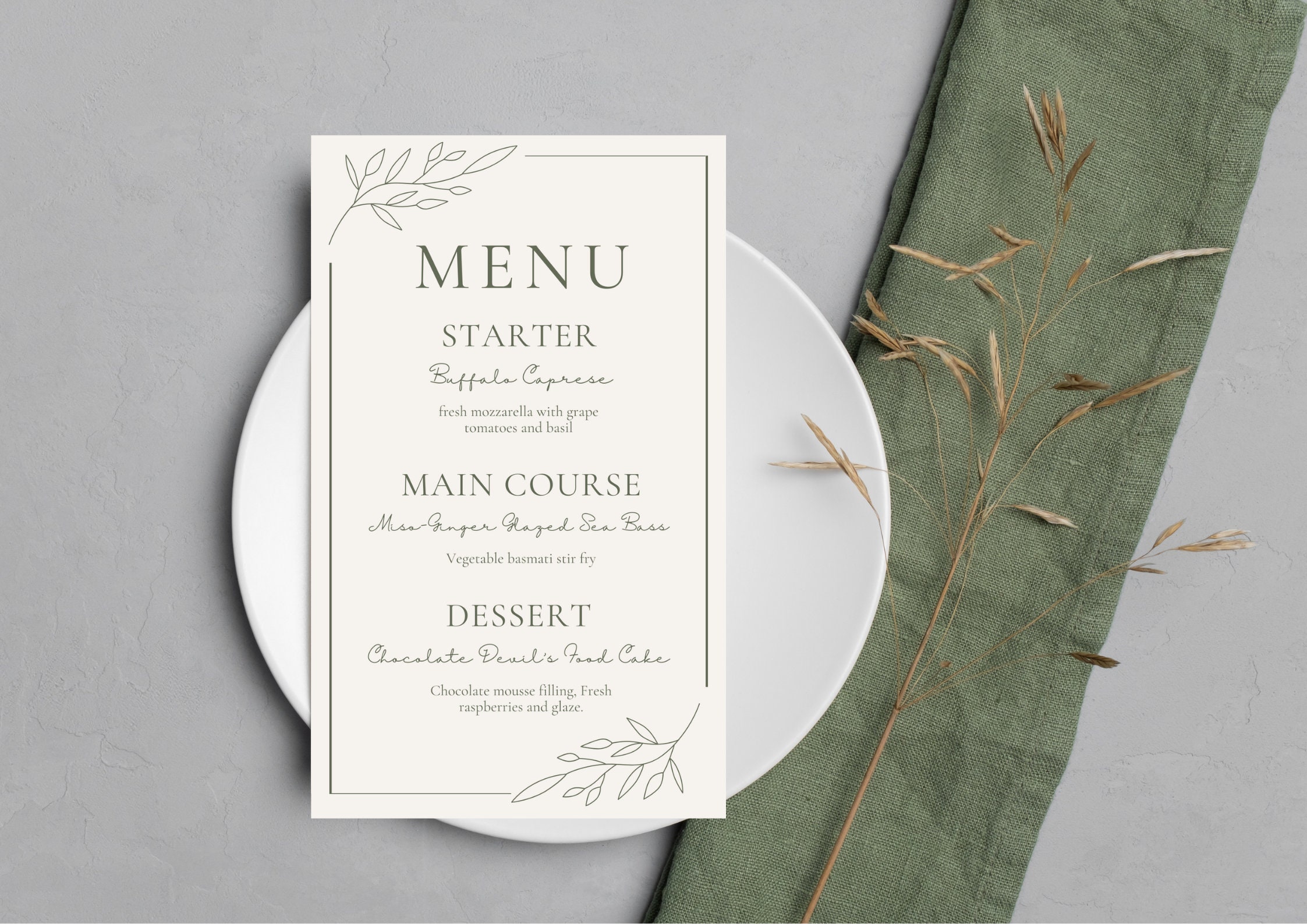 Olive Menu Editable Template INSTANT DOWNLOAD - Etsy