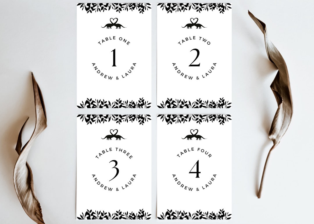 Dinosaur Table Numbers 1-10 & Bridal Table Editable Template - INSTANT ...