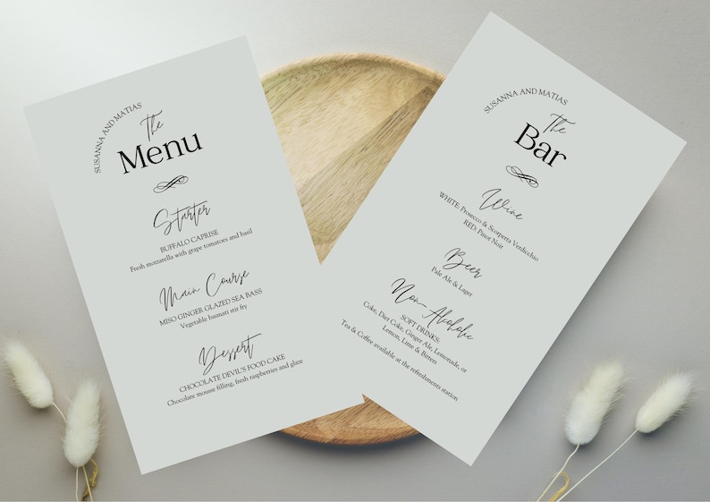 Sage Green Menu Editable Template - INSTANT DOWNLOAD - Etsy