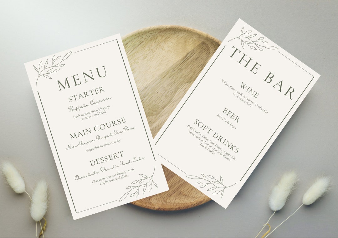Olive Menu Editable Template - INSTANT DOWNLOAD - Etsy
