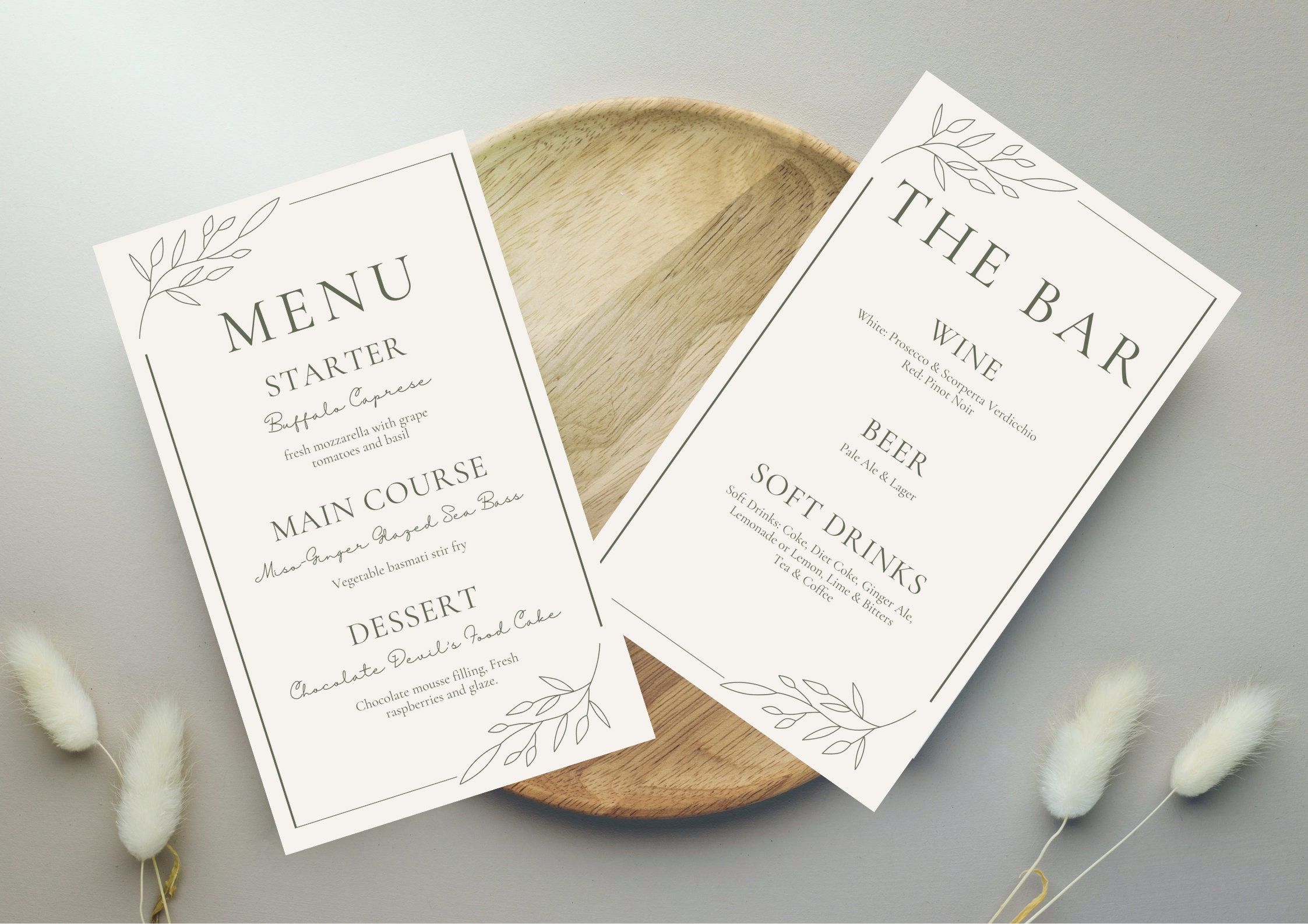 Olive Menu Editable Template - INSTANT DOWNLOAD - Etsy