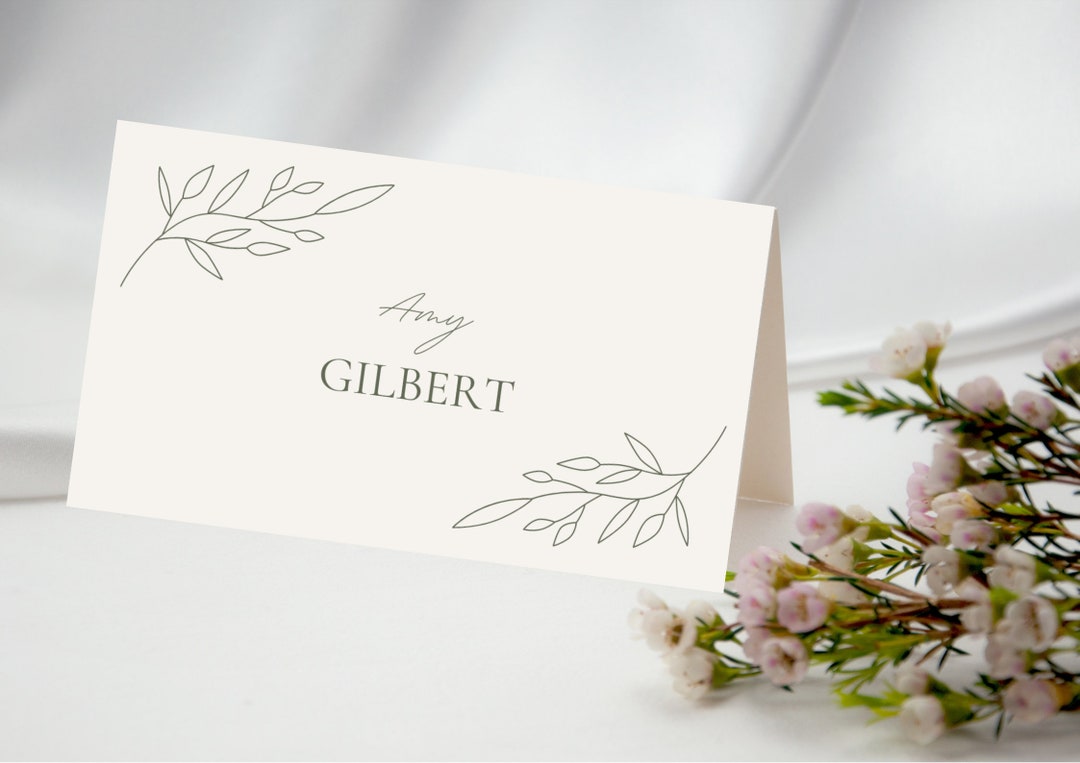 Olive Table Name Cards Editable Template- INSTANT DOWNLOAD - Etsy