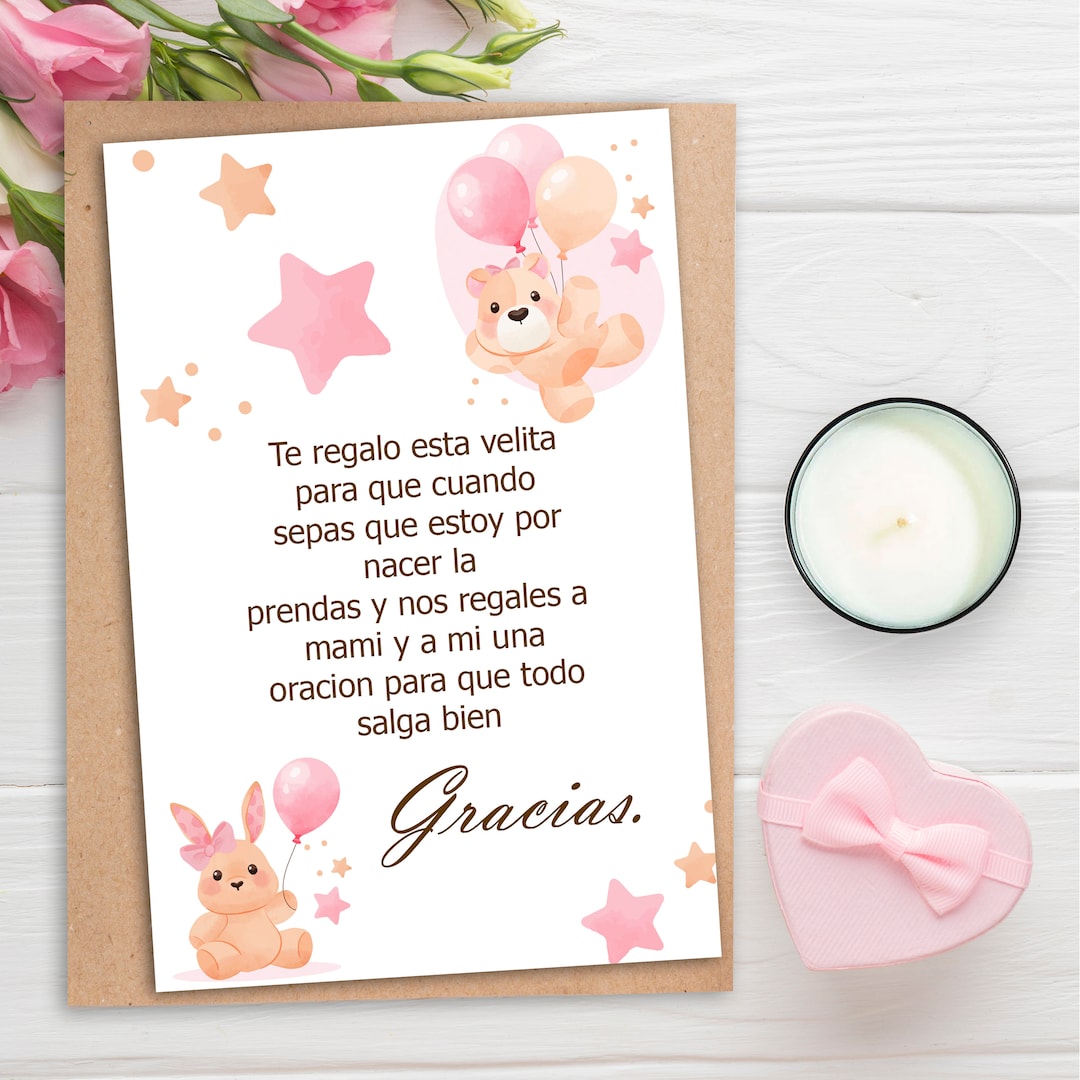 Spain Baby Sower Tag,recuerdo Para Babyshower Card,vela Para Baby ...