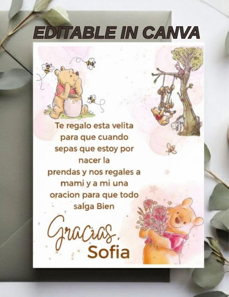 Spanish Candle Card Valentine's Day, Editable Baby's First Valentine ...