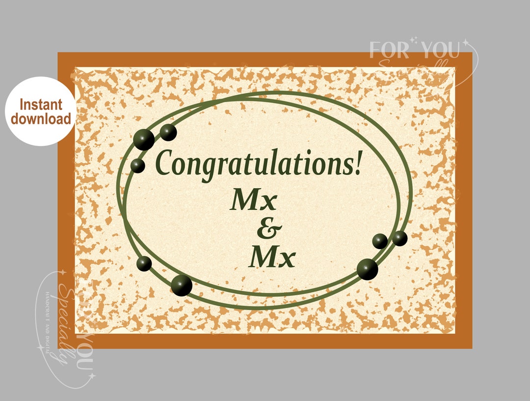 Printable Personalized Nonbinary Wedding Congratulations Card - Etsy