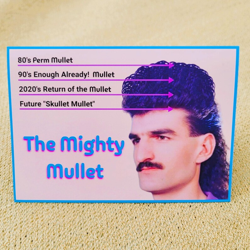 Funny Mullet Hair Birthday Card: Instant Download (PDF Envelope ...