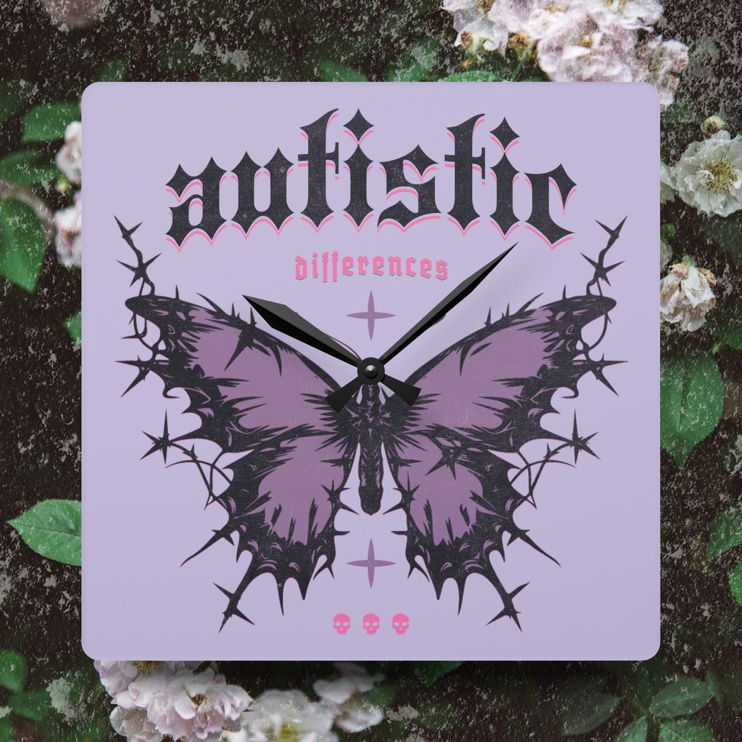 Autistic Differences Punk Rock Butterfly Acrylic Wall Clock Actually ...