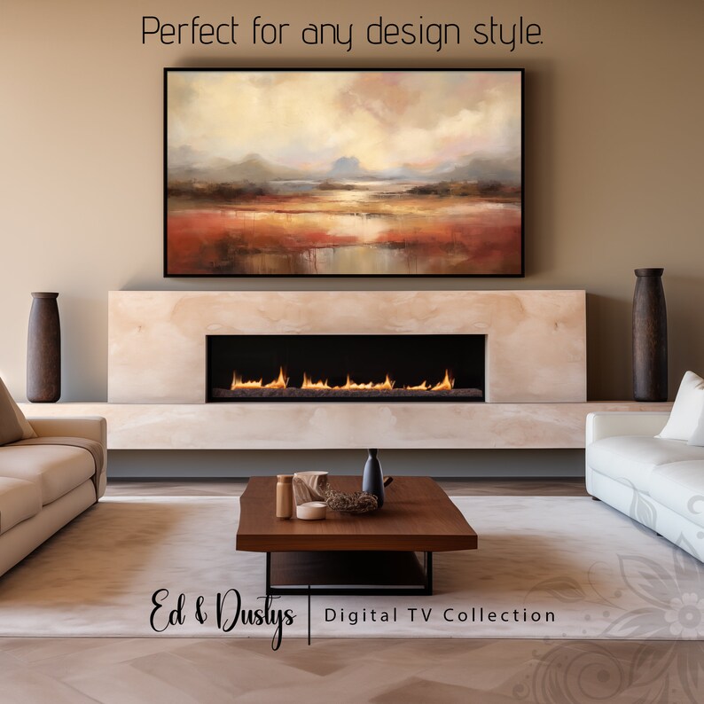 Samsung Frame TV Abstract Art Modern Art Landscape Boho Painting Mid ...