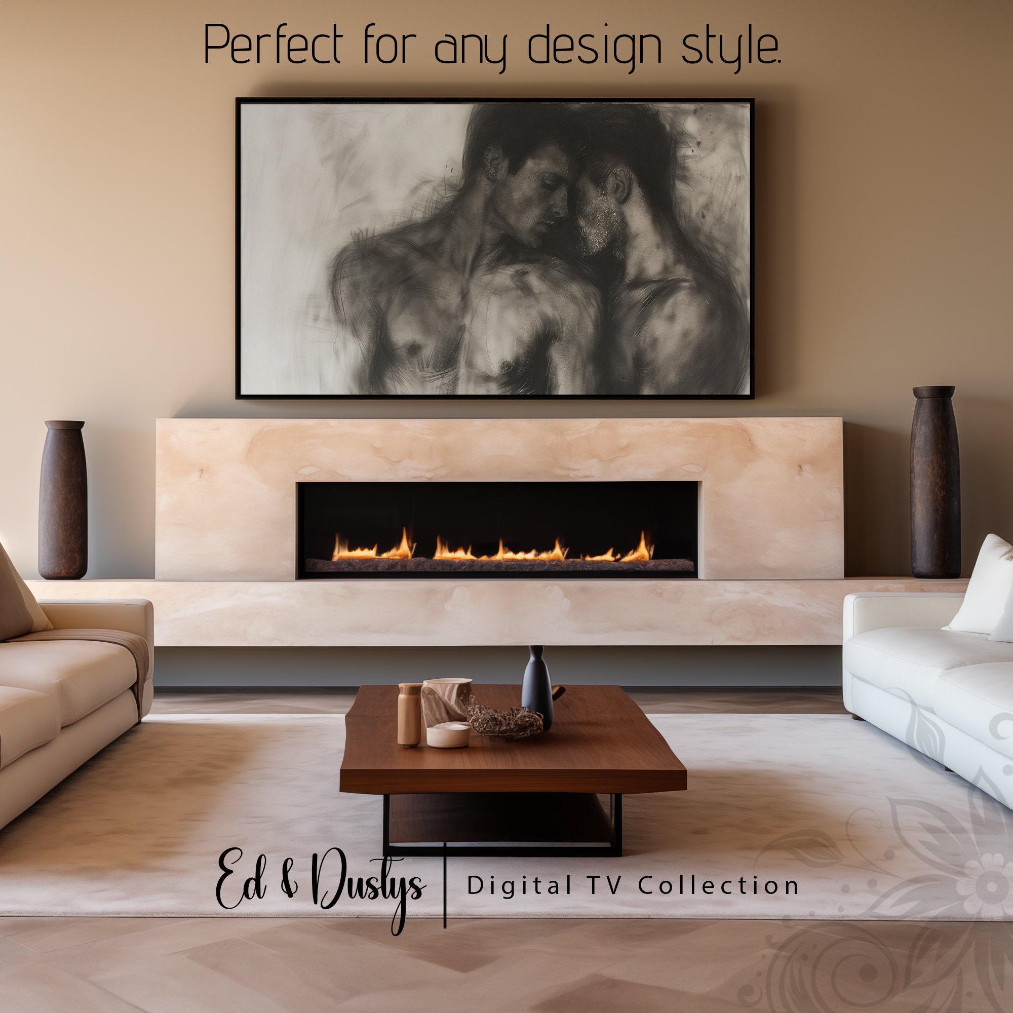 Samsung Frame Tv Art, Lgbtq Male Portrait Sketch, Male Pride Charcoal ...