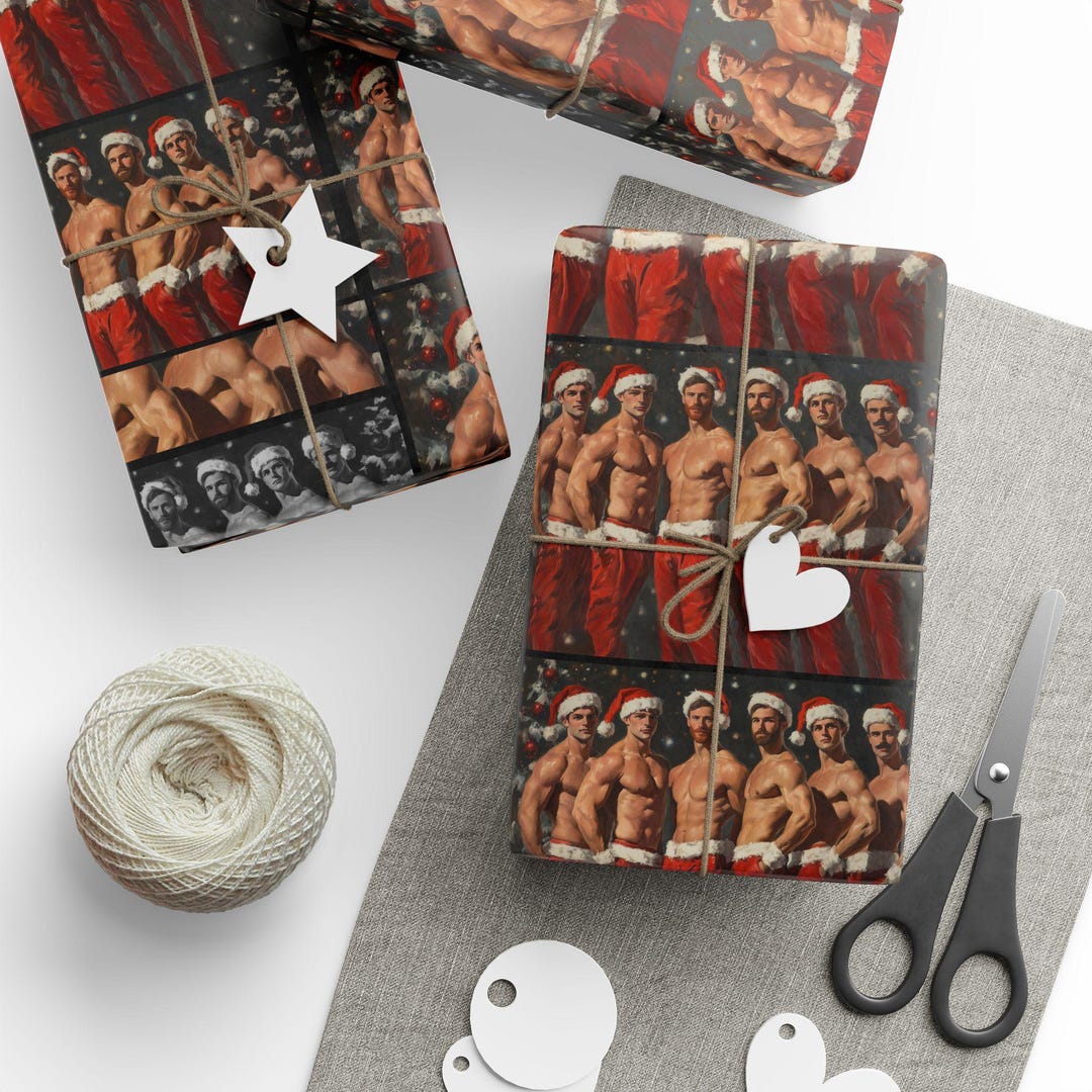 Gay Men Wrapping Paper, LGBTQ Pride Paper, Gay Christmas Wrapping Paper ...