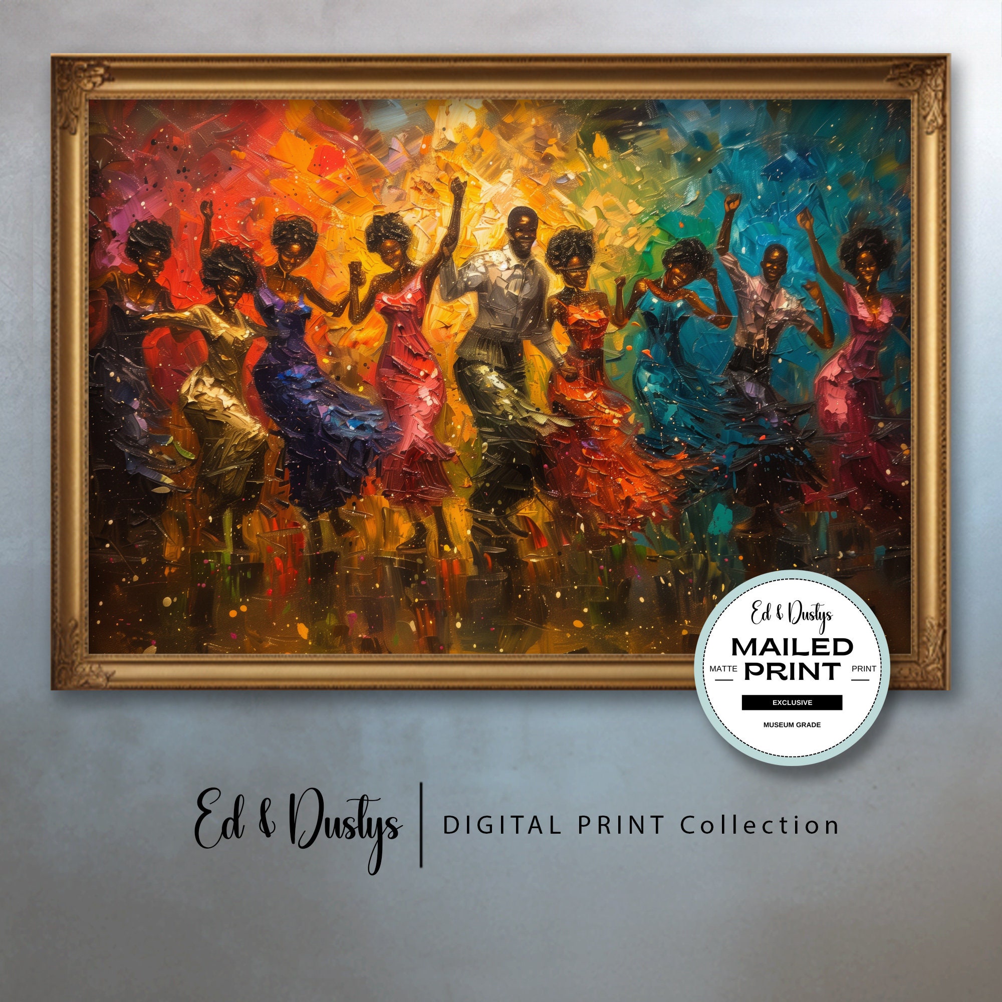 Vintage African Oil Painting, African American People, Neutral Wall Art ...