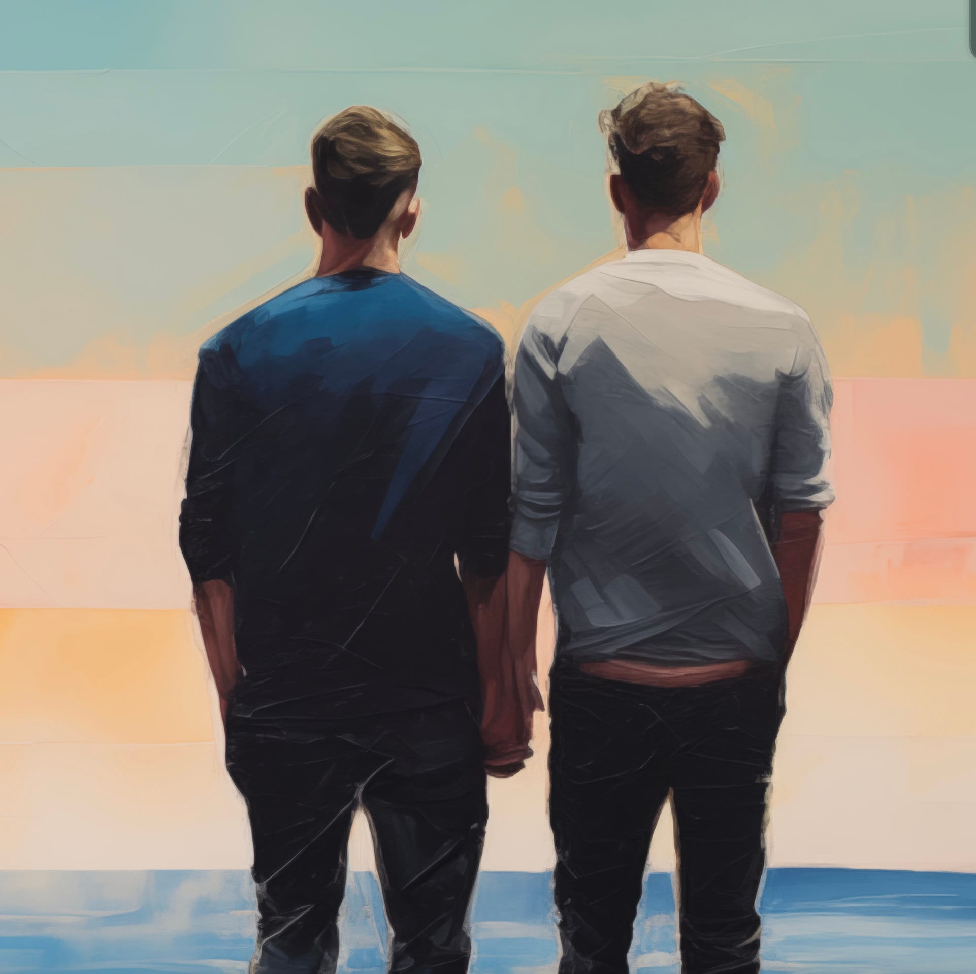 Gay Men Art Print, LGBTQ Romantic Art, Pride Month Art, Modern Art ...