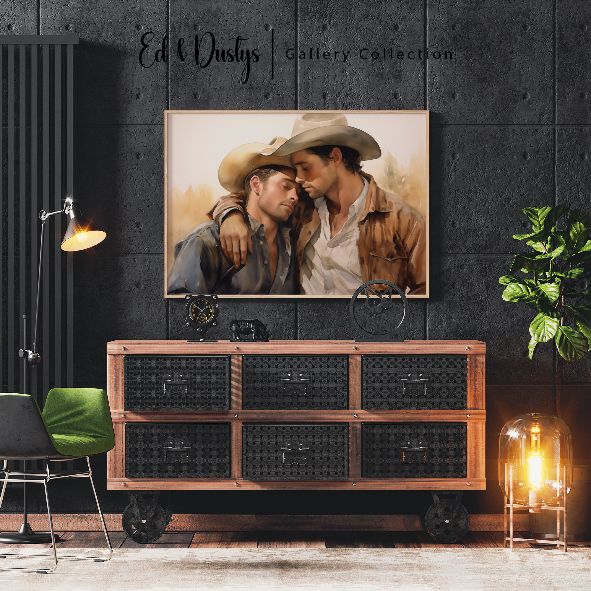 Gay Cowboys Art, Lgbtq Painting, Gay Romance, Pride Month Painting ...
